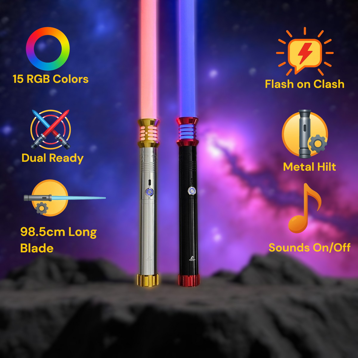 Raptor Home - Real Jedi Metal Lightsaber - 15RGB Long Handle (New Begi